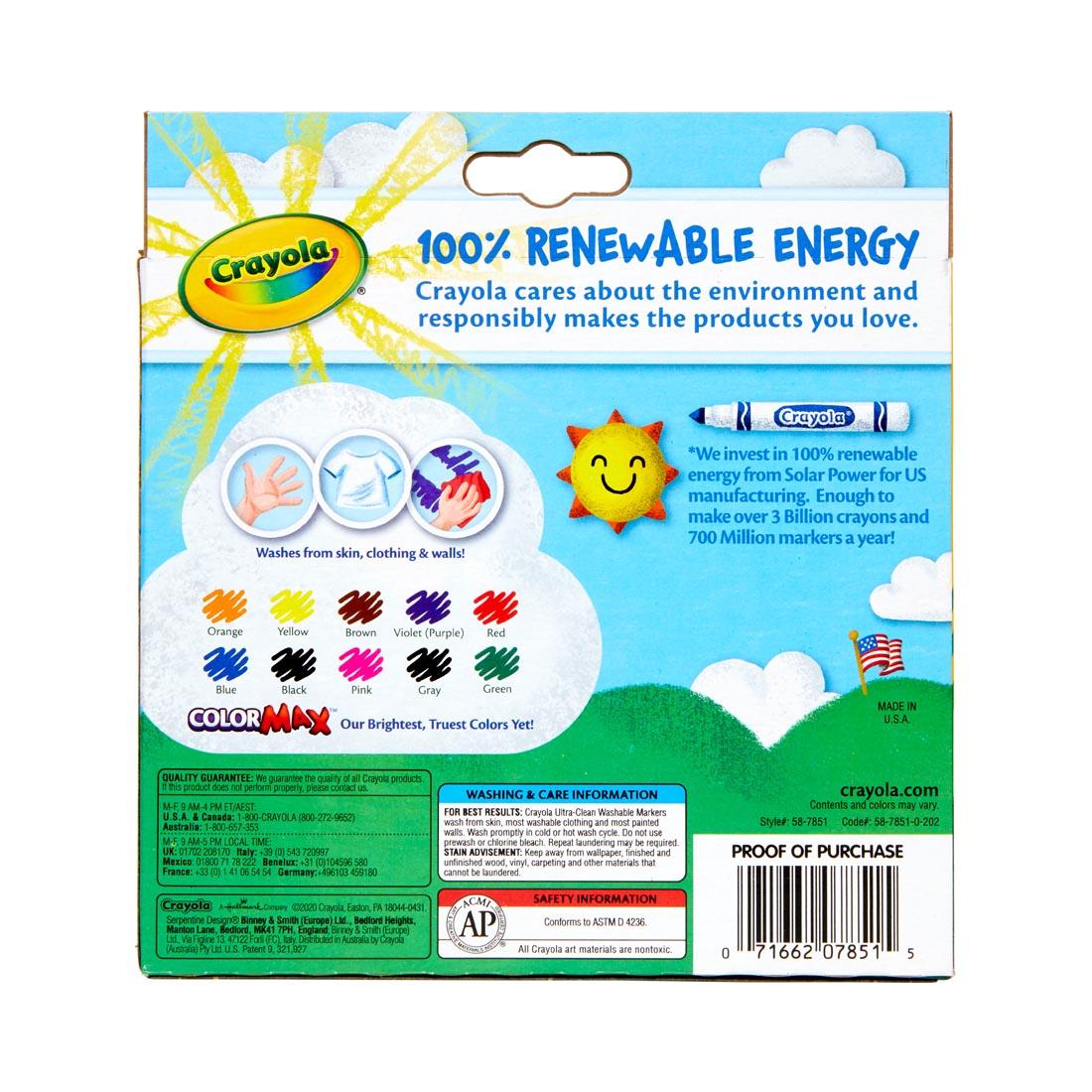Crayola Ultra-Clean Washable Broad Line Markers 10-Color Set