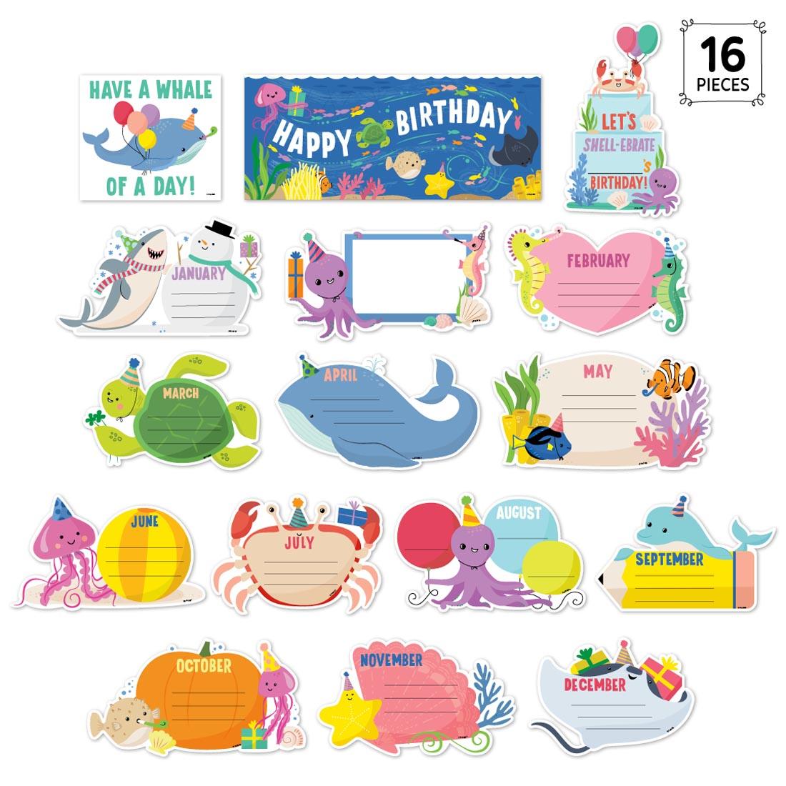 Sea Friends Happy Birthday Mini Bulletin Board Set By Creative Teaching ...