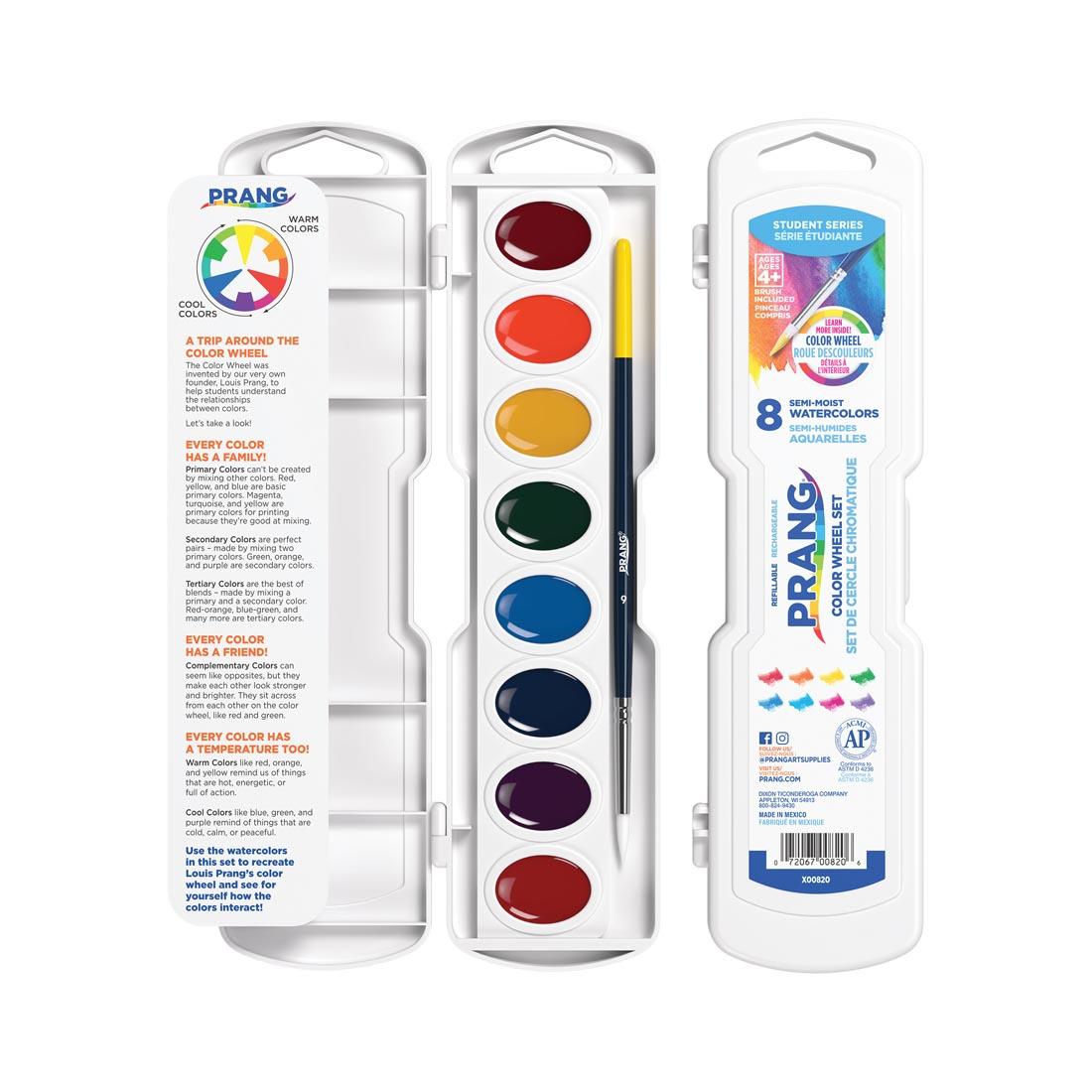 Prang Semi-Moist Watercolors Color Wheel 8-Color Oval Pan Set