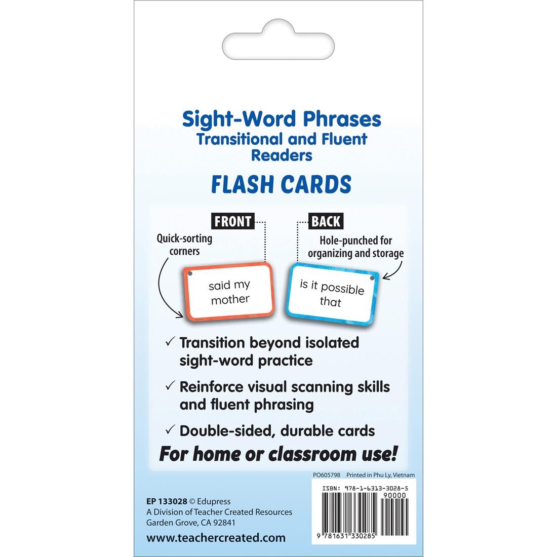 Sight-Word Phrases: Transitional and Fluent Readers Flash Cards