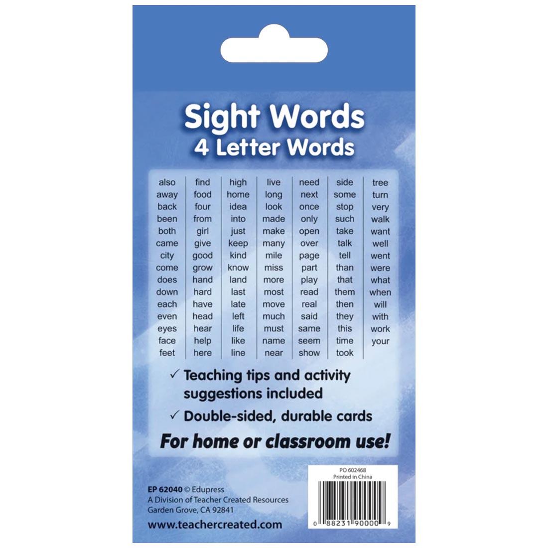 Sight Words Flash Cards 4-Letter Words 56-Card Set by Edupress