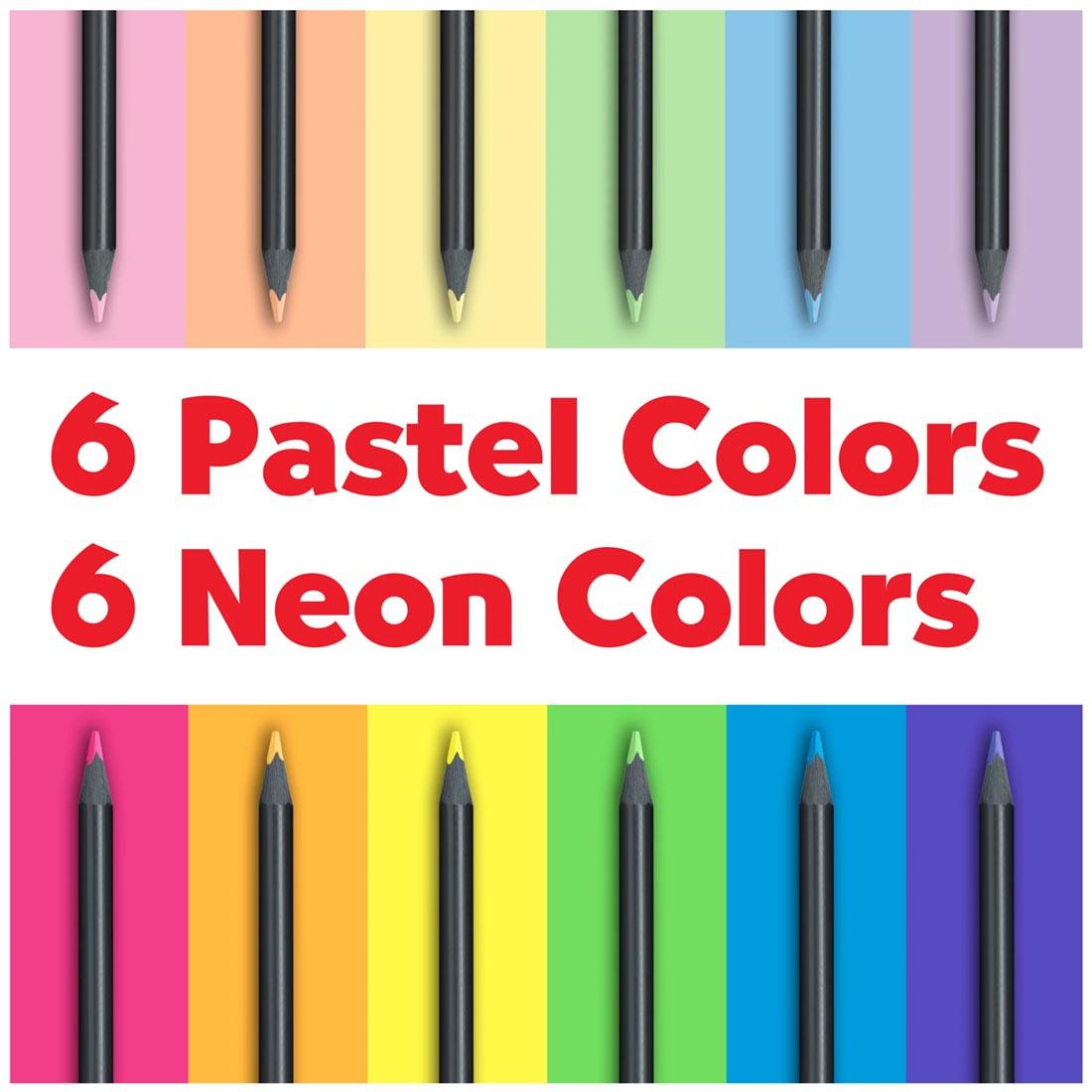 Black Edition Neon & Pastel Colored Pencils 12-Color Set by Faber-Castell