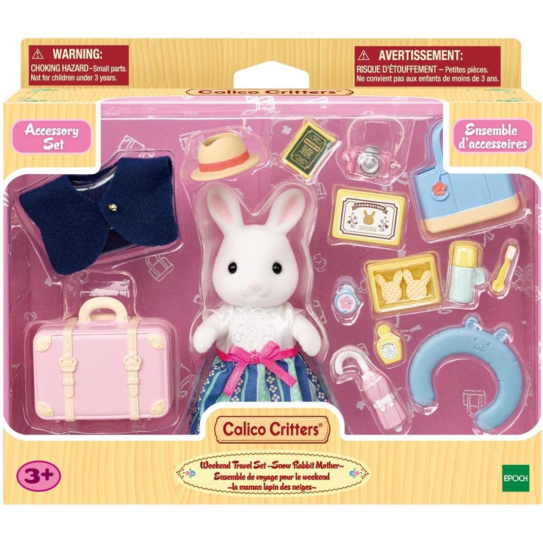 Calico Critters Snow Rabbit Mother Weekend Travel Set