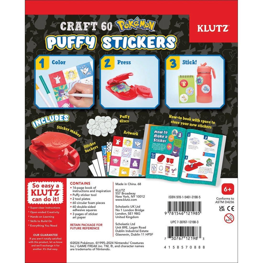 Pokemon Color-In 3D Puffy Stickers Book & Creative Kit By Klutz Press