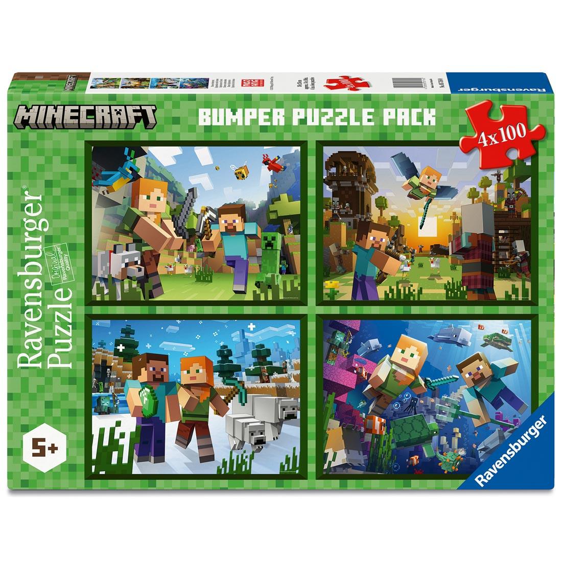 Minecraft Bumper Puzzle Pack 100-Piece Puzzles By Ravensburger