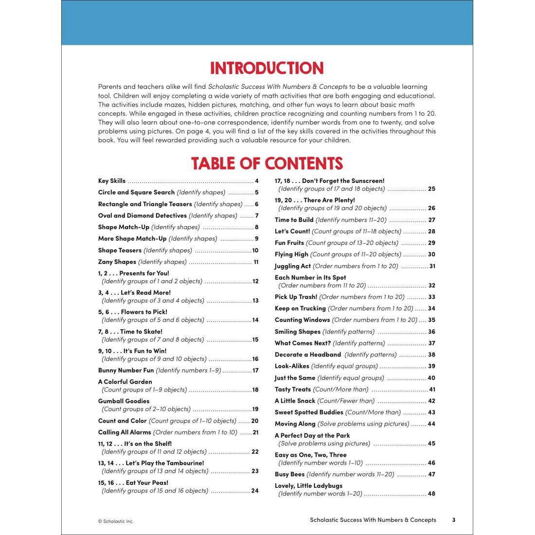 Scholastic Success With Numbers & Concepts Workbook Grades PreK-K