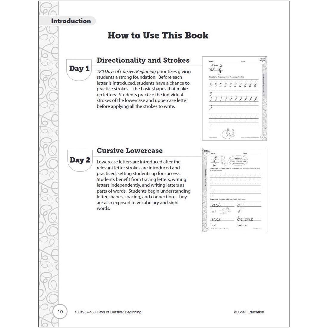 180 Days Of Cursive: Beginning Level Book by Shell Education