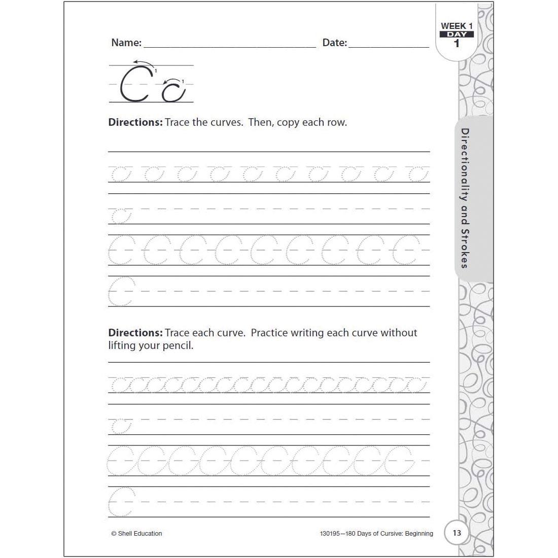 180 Days Of Cursive: Beginning Level Book by Shell Education