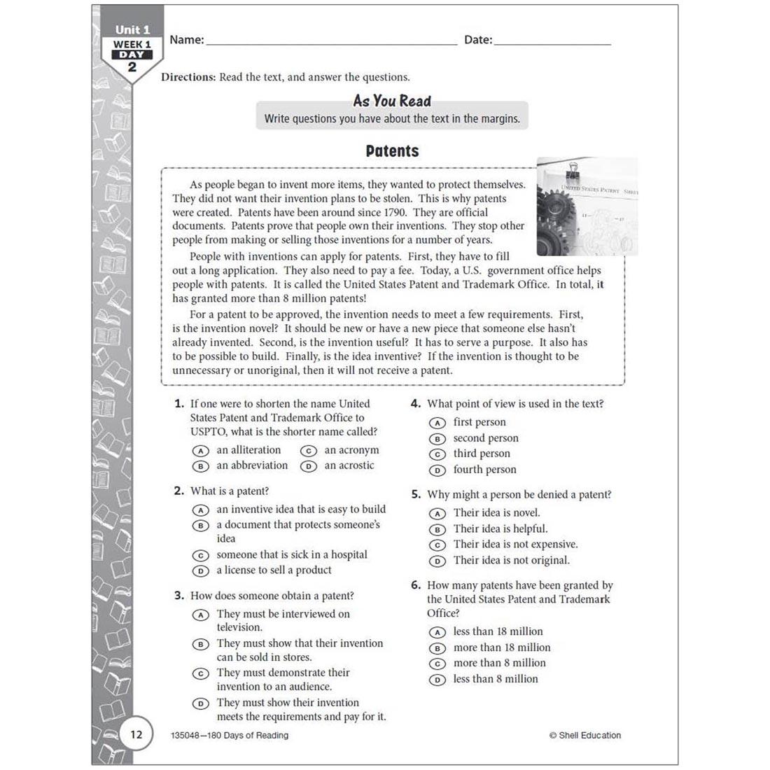 180 Days of Reading For Sixth Grade by Shell Education