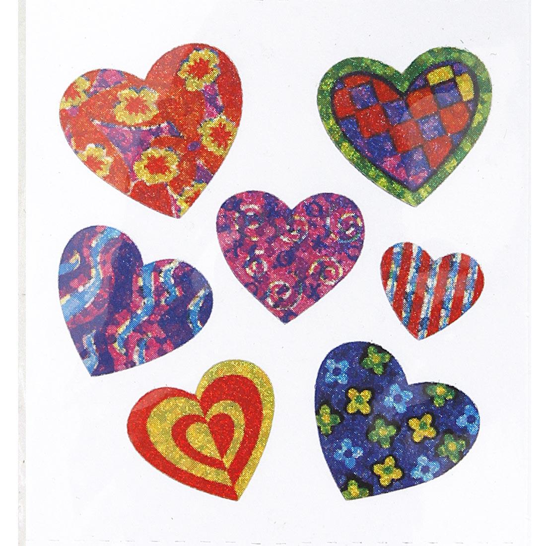 Patterned Hearts Sticker Select Acid-Free Stickers 105-Count Package