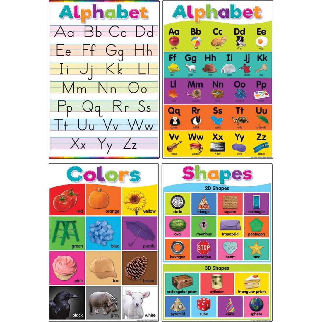 Colorful Early Learning 12-Count Small Poster Pack By Teacher Created ...