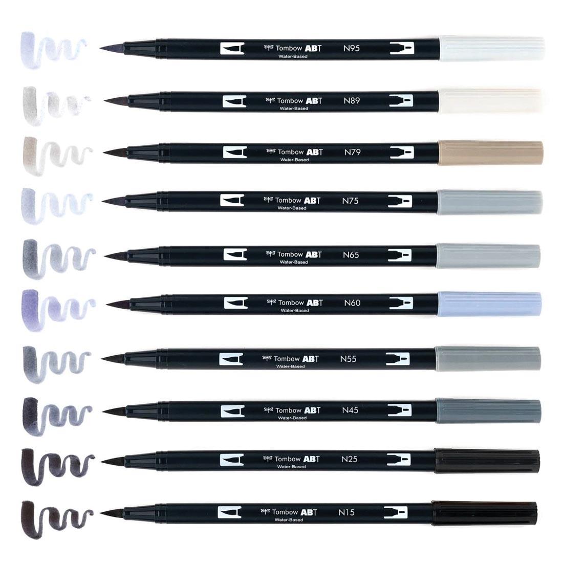 Tombow Grayscale Dual Brush Pens 10-Color Set