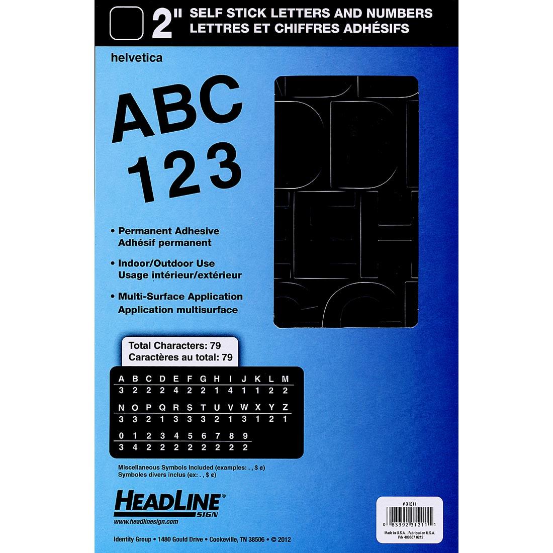 Headline Sign 2" Black Stick On Vinyl Letters & Numbers